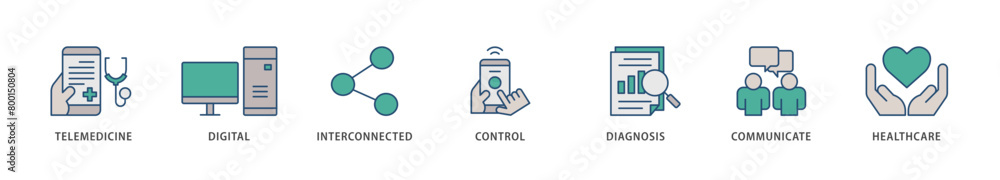 Digital health icons set collection illustration of e health ...