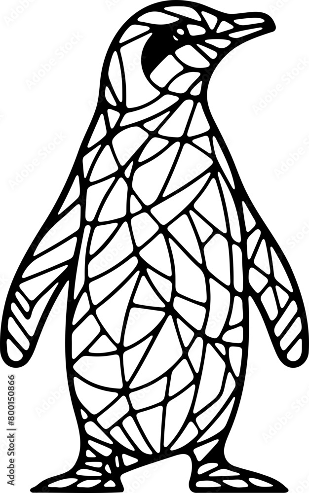 Animal manchot pingouin mandala dessin animé style cartoon pour page ou ...