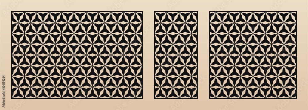 Laser cut panel design. Vector pattern with ornamental grid, mesh ...