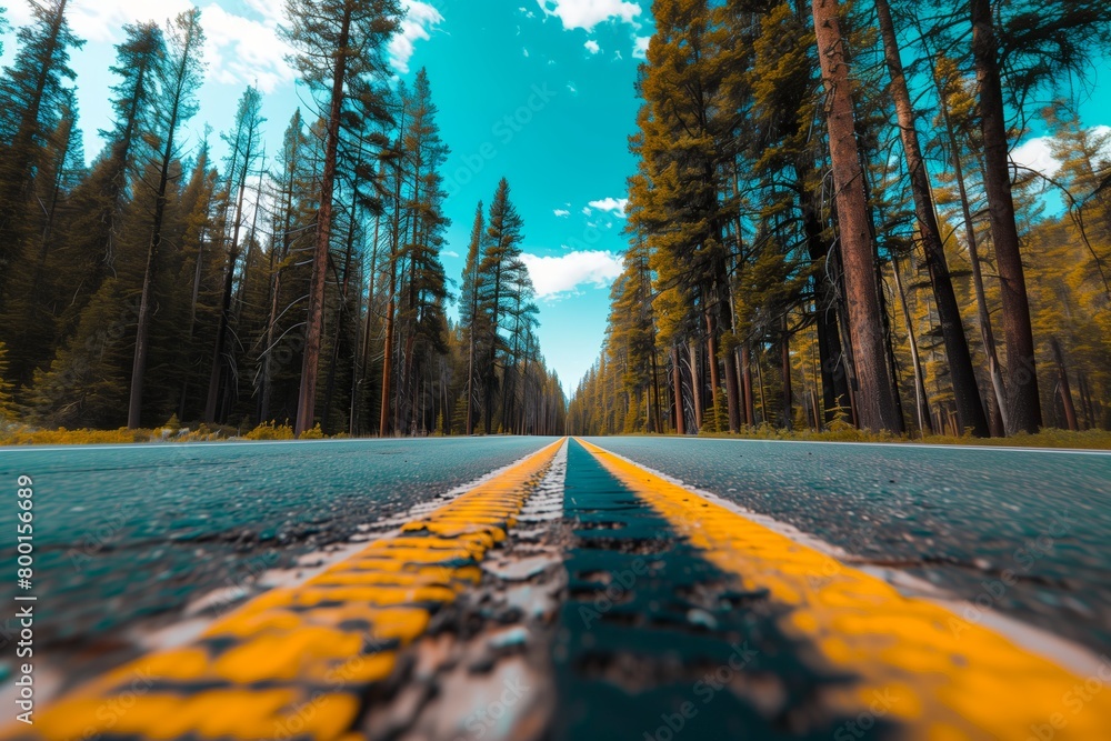 Pathway to Serenity: A Vibrant Yellow-Lined Journey Through the ...