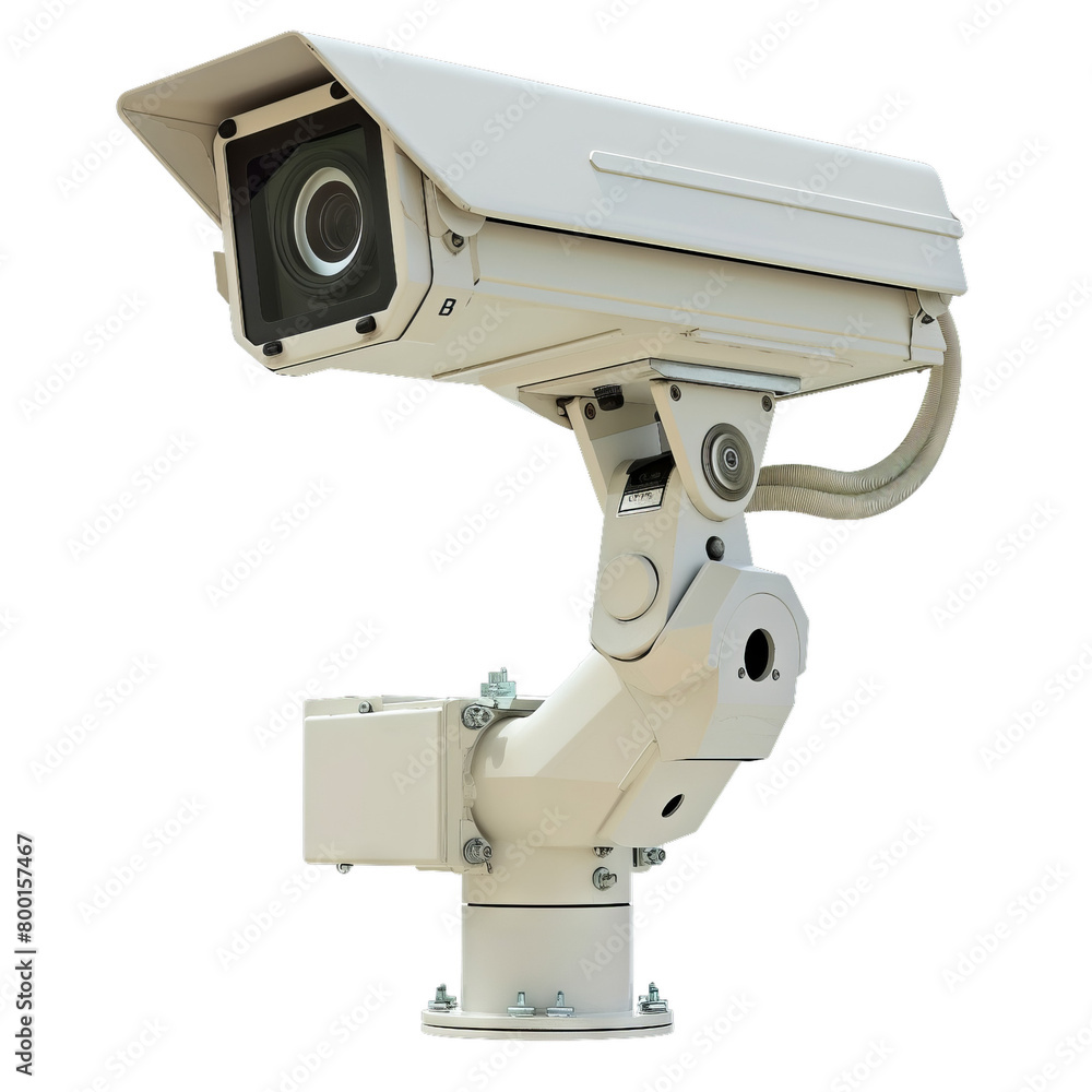 cctv, a white surveillance camera on a transparent background. Digital ...