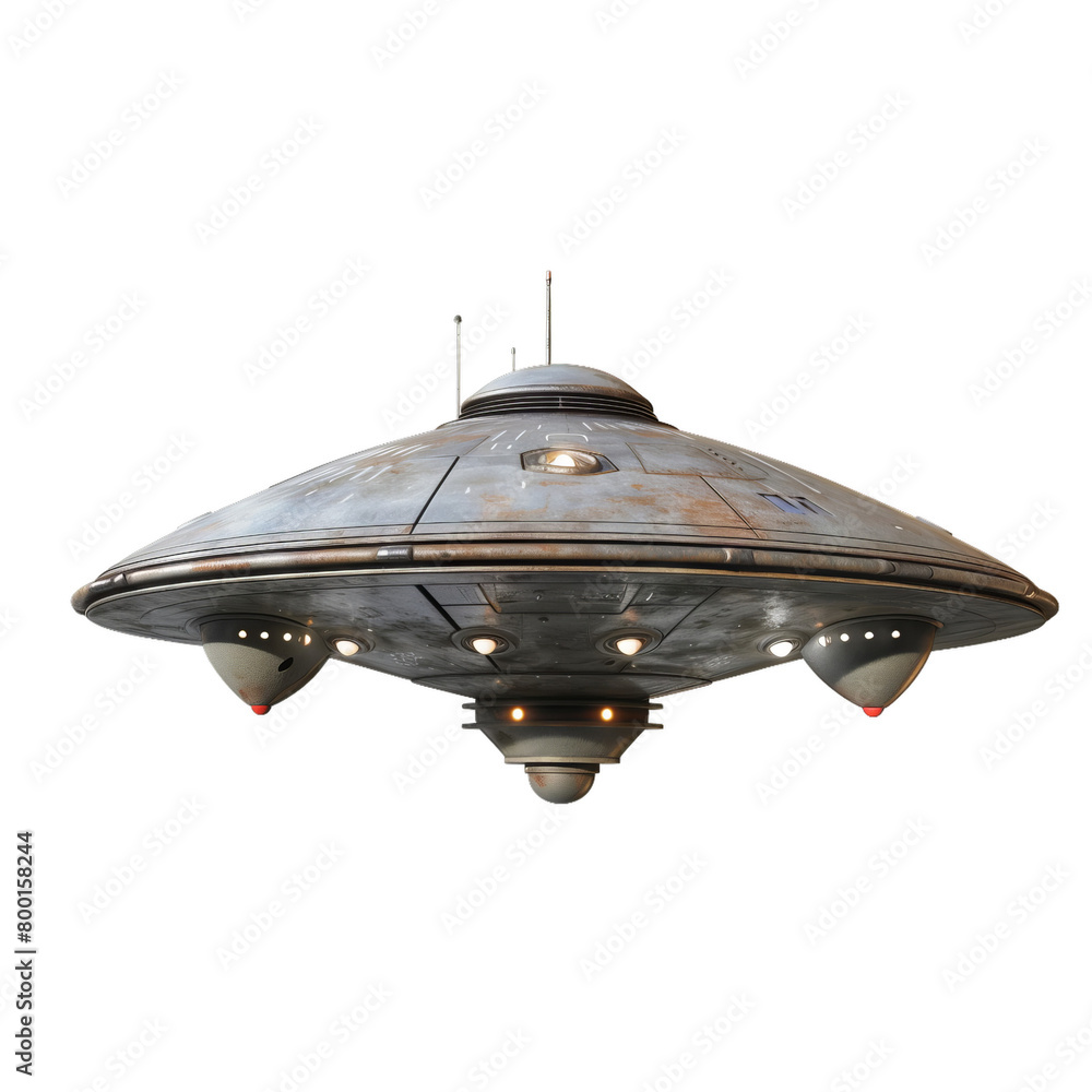 The concept of an alien space ship on a transparent background. UFOs ...
