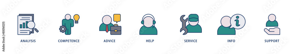 Problem solving icons set collection illustration of analysis, critical ...