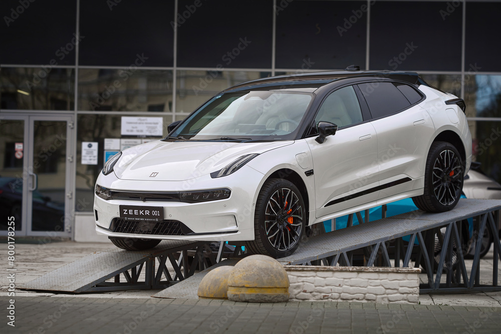 Minsk, Belarus. Apr 15, 2024. Zeekr 001 parked at car display ramp ...