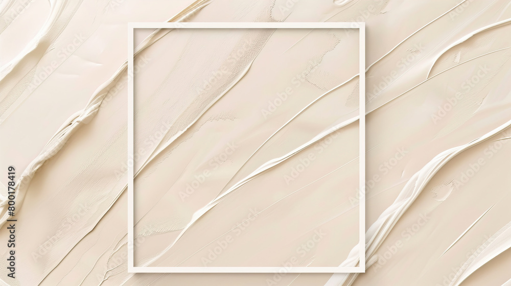 Empty, square frame against a background of beige paint strokes Stock ...