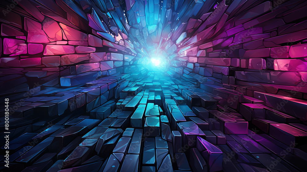 Zoomed Neon Square Blocks Oil Painting Representing With Colors of ...