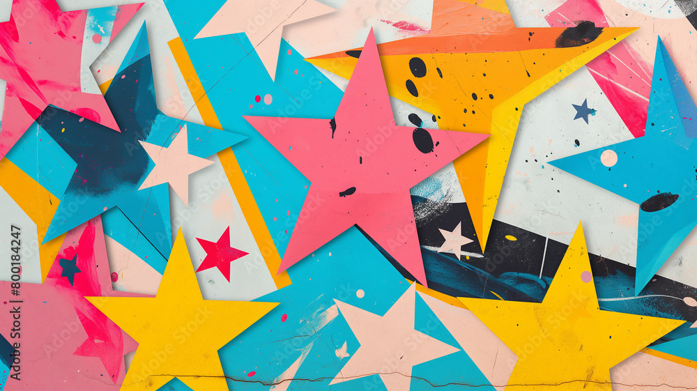 Pop art stars design marble decoration for the wall. Colorful ...