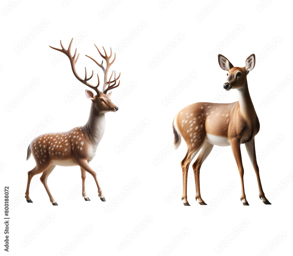 Male and Female Deer Illustration on Transparent Background ...