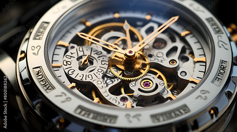 Foto de mechanical watch, inside mechanical structure, full details ...