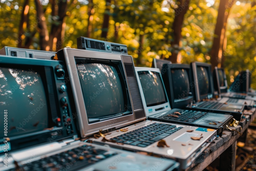 Obsolete electronic devices visualizing e waste and recycling concepts ...
