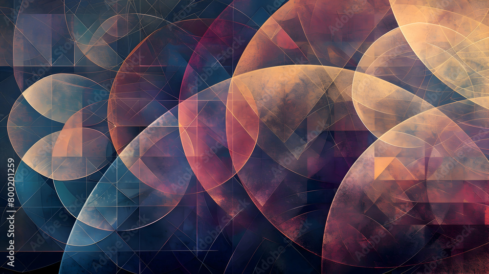 A detailed image of a complex geometric pattern featuring multiple ...