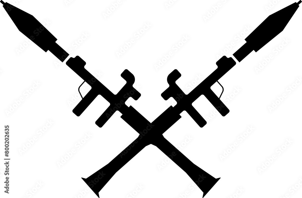 Two crossed rocket-propelled grenade vector illustration. Weapon ...