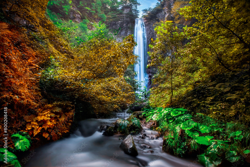 Maral Waterfall. The waterfall on the Maral Stream falls from a height ...