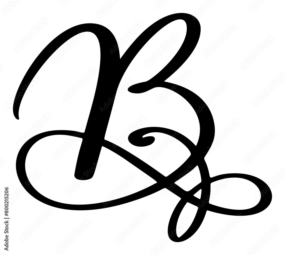 Hand drawn vector calligraphy letter B. Script font wedding logo ...