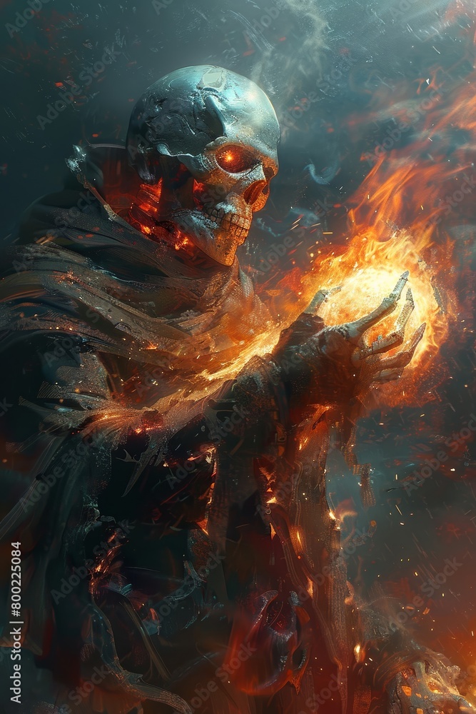 The malicious lich hurls the fiery sphere at his enemies, cackling as ...