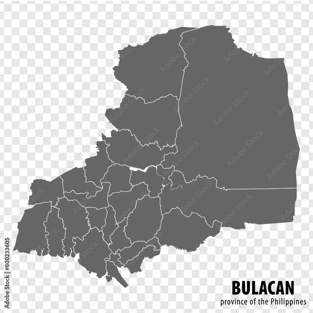 Blank map Bulacan of Philippines. High quality map Province of Bulacan ...