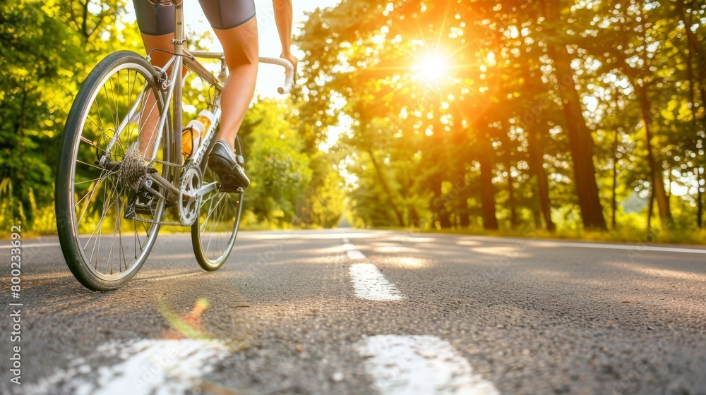 Cyclist s strong legs pedaling uphill symbol of endurance in summer ...