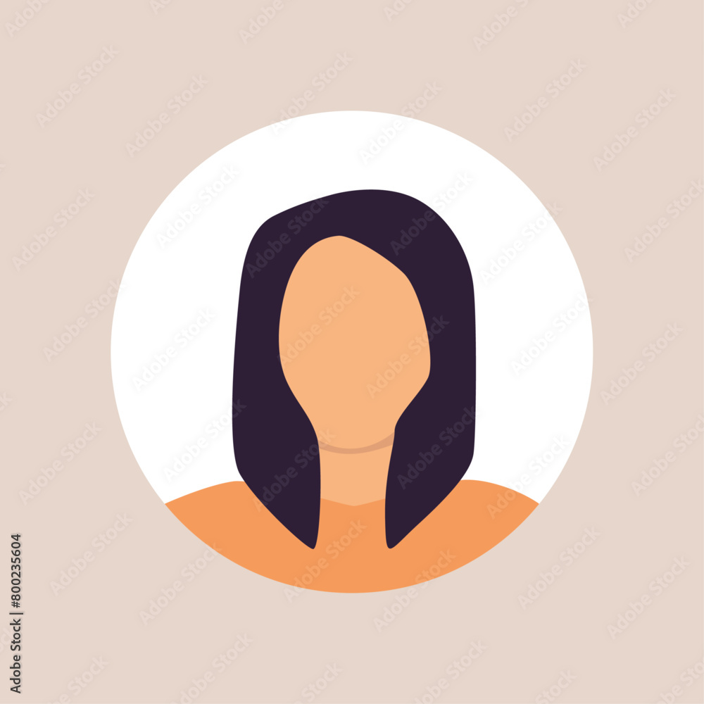 Vector flat illustration. Stylish profile of a woman. Avatar, user ...