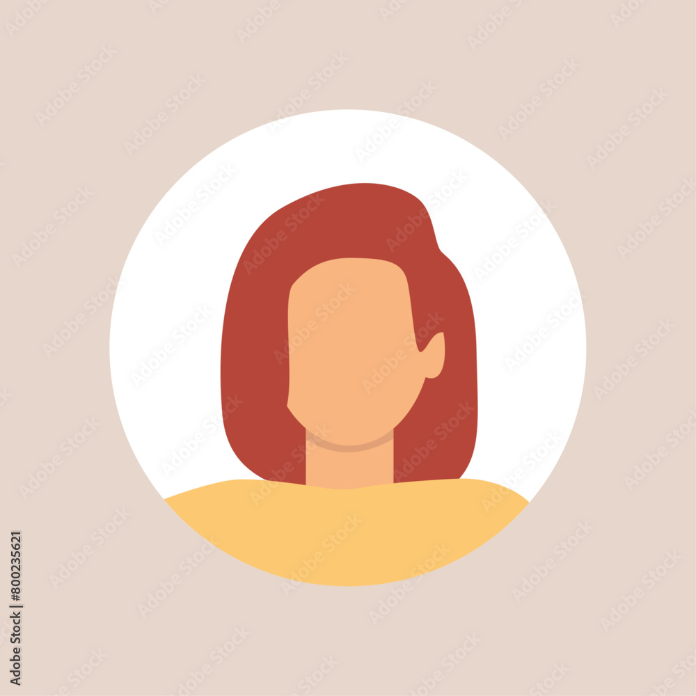 Vector flat illustration. Stylish profile of a woman. Avatar, user ...