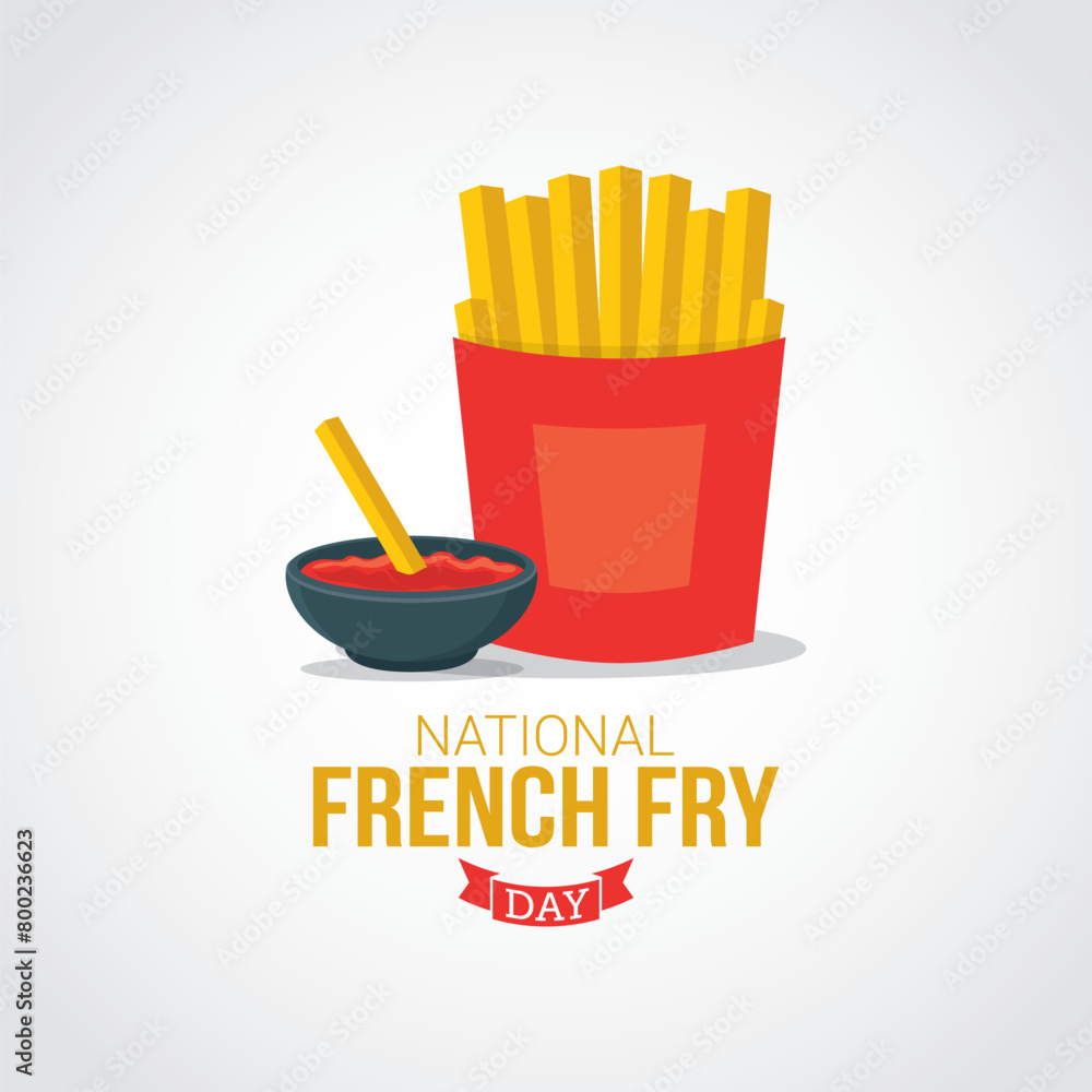 National French fry day vector illustration. National French fry day ...