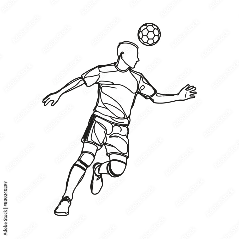 Foot ball Player Single line art drawing, black and white minimal ...