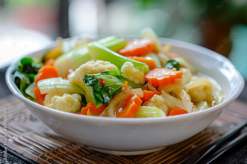 Indonesian dish called capcay stir fried mixed vegetables in white bowl ...