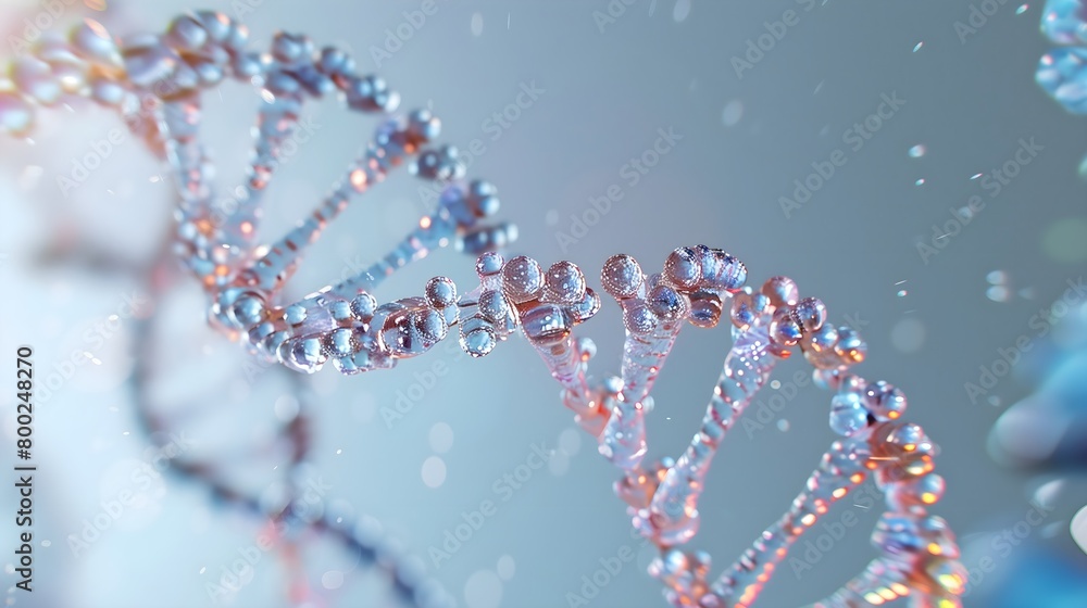a 3D representation of a standing DNA molecule, with the iconic double ...