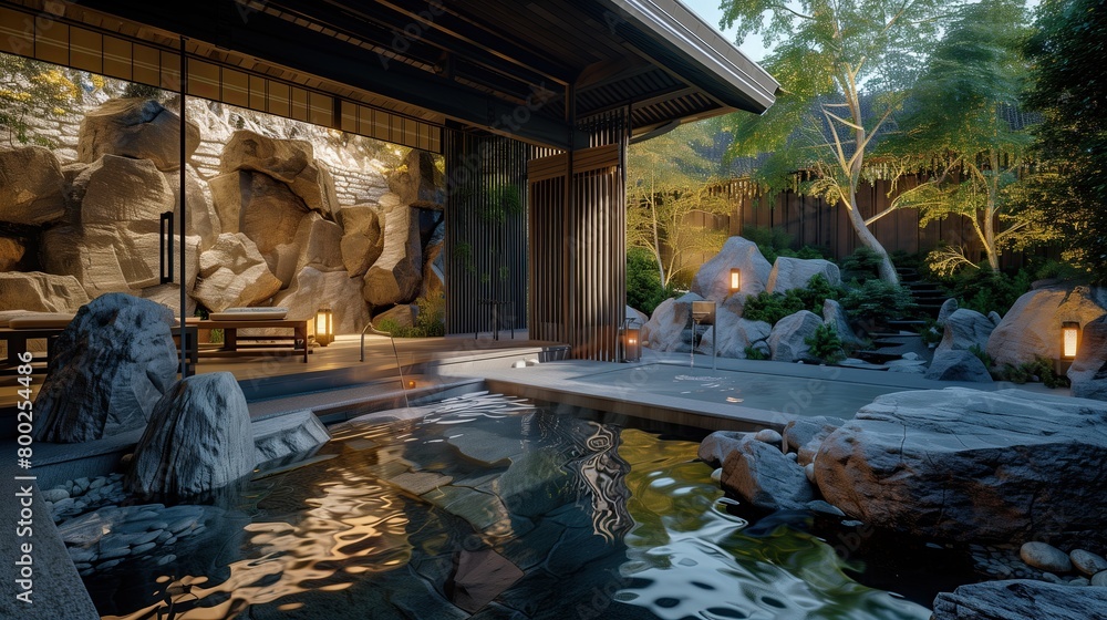 A luxury spa retreat with natural hot springs and a zen garden 32k ...