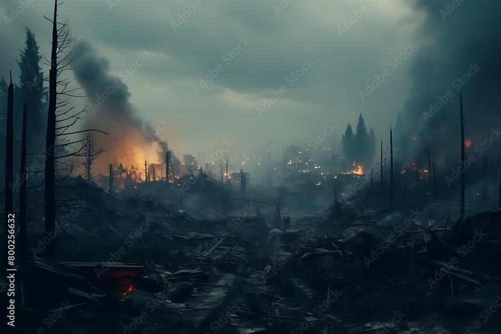 Areas where trees and objects were burned causing toxic smoke to ...