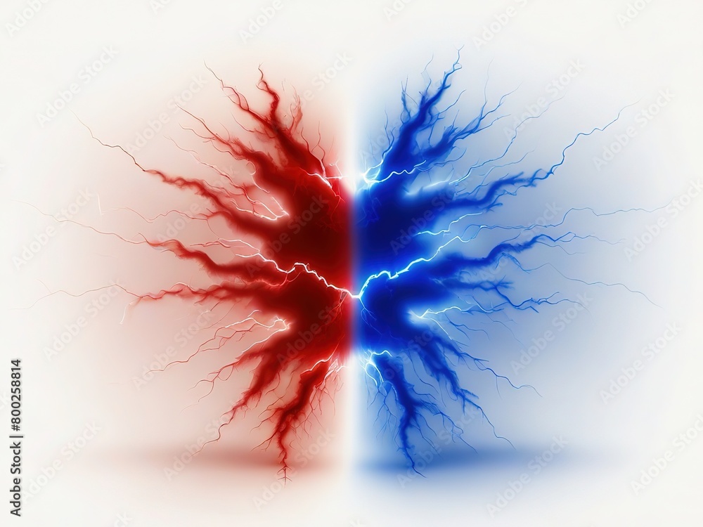 Red and blue stromy electricity isolated on transparent background ...