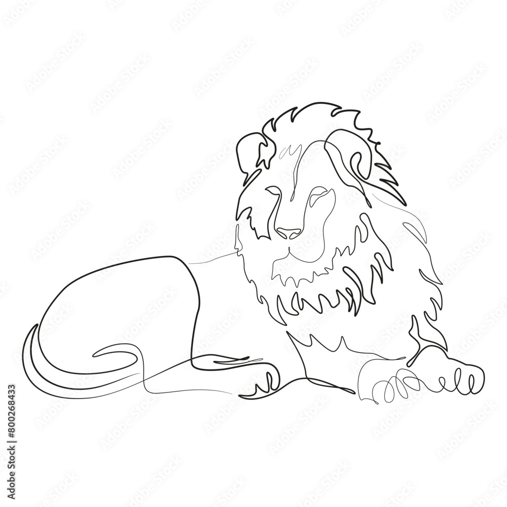 Lion continuous one line drawing. Lion line art icon. Wild animal ...