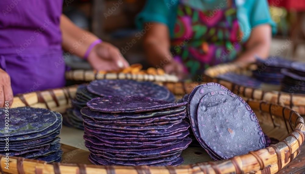 Mexican traditional food made with blue corn tortillas Stock Photo ...