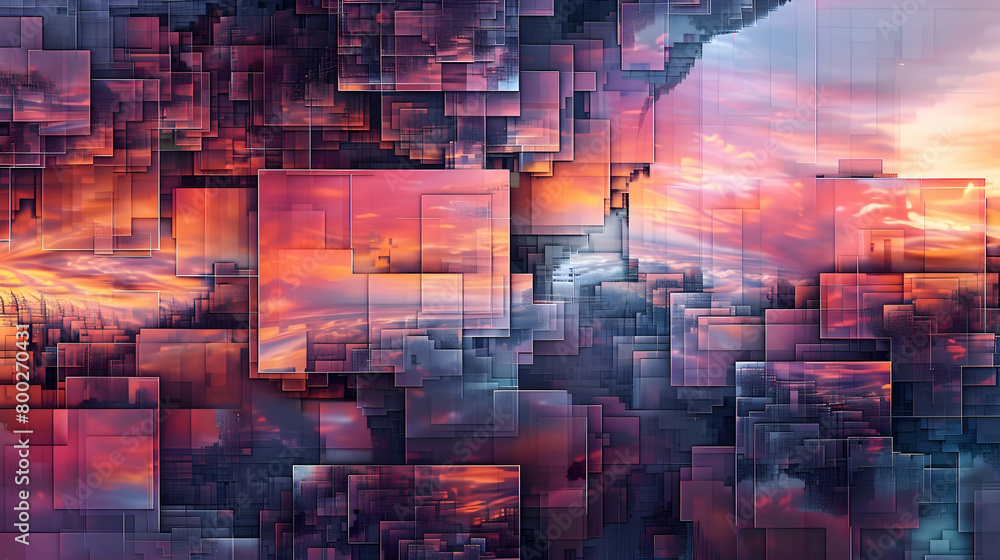 An intricate geometric pattern featuring multiple layers of squares and ...