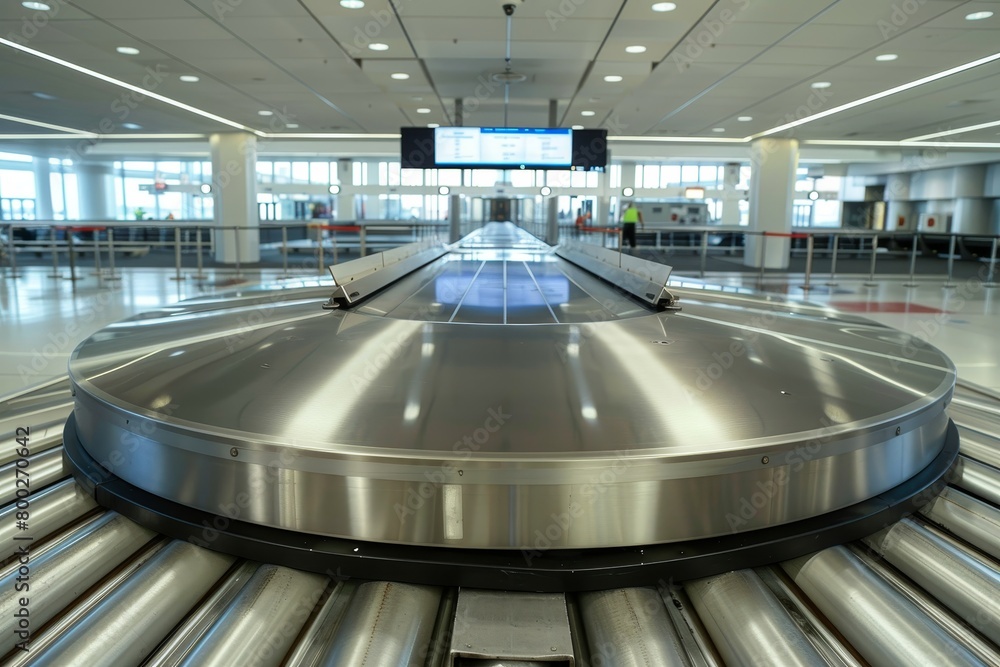 Modern baggage conveyor belt in airport terminal multiple moving ... Modern baggage conveyor belt in airport terminal multiple moving ...