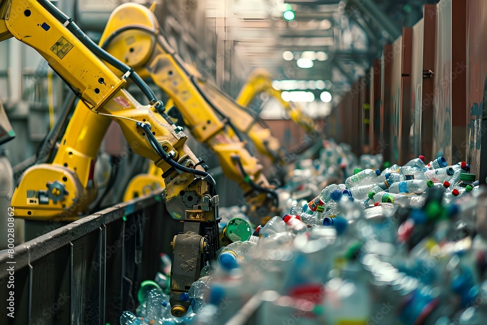 Robotic arms in recycling facility efficiently sort recyclables merging ...
