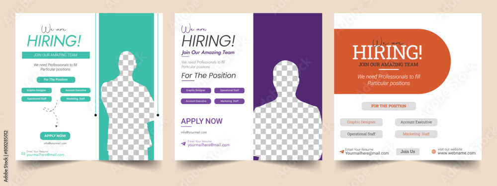 Hiring recruitment open vacancy design info label template. We are ...