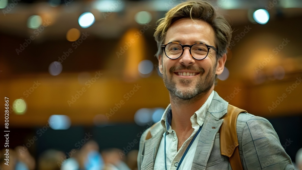 Businessman presenting with a smile in a conference room. Concept ...