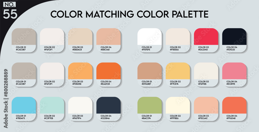 Vetor de Color matching color palette - 55, Fashion Trend Color guide ...