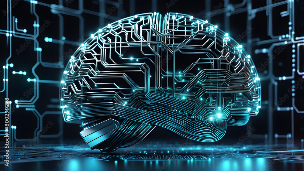 Machine learning concept wallpaper, Artificial intelligence brain, head ...