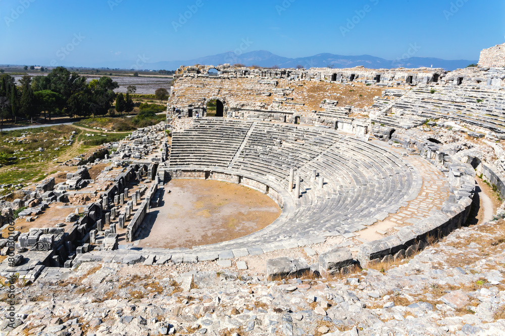 Theater at Miletus. Overlooking the plains, the Miletus Theatre's ancient stones echo with ...