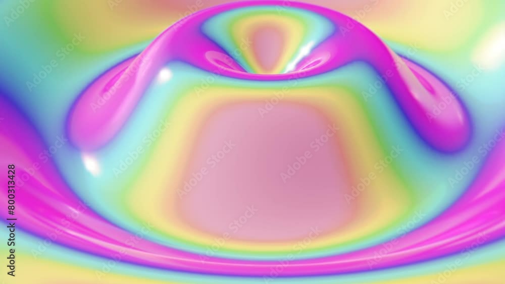 Abstract 3D liquid wave ripple calm relaxation motion glow rainbow ...
