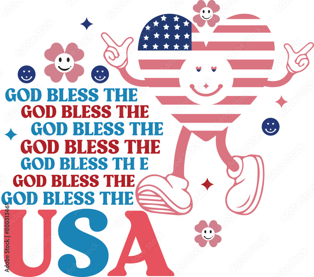 God Bless the USA - Patriotic - PNG File, Sublimation Design for ...