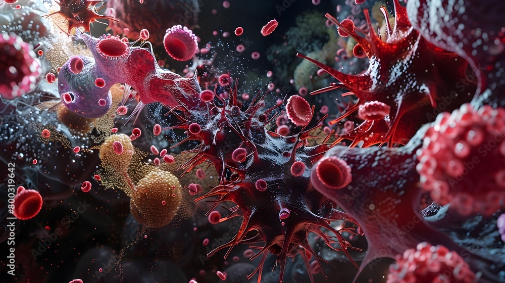 Hyperreal Depiction of Blood Cells Stream in Extreme High Detail Macro ...