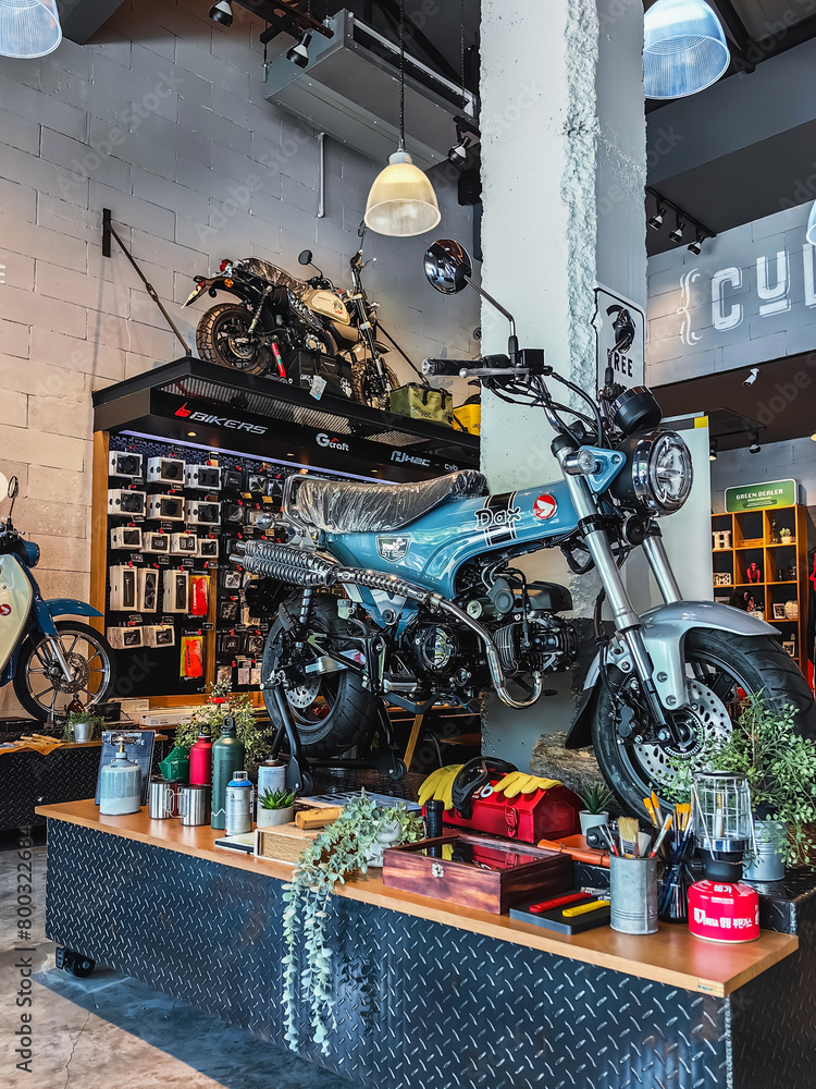 NAKHON PATHOM,THAILAND-MARCH 30, 2024: Interior view of Honda Super Cub ...