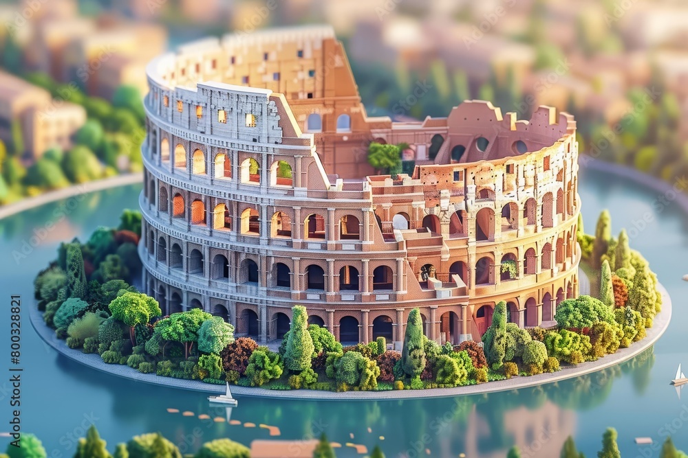 A beautiful of the Colosseum in Rome, Italy. The Colosseum is an iconic ...