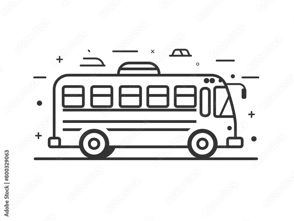 Outline the icon of a school bus on a white background. Simple and ...
