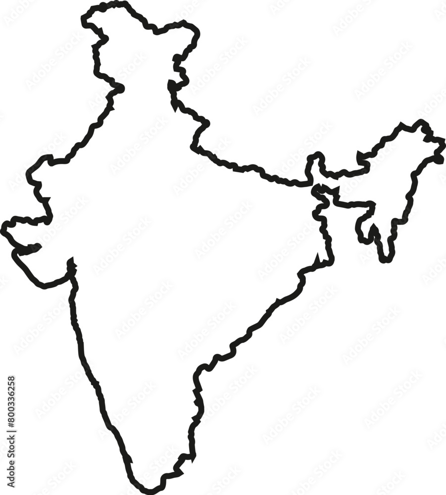 Vetor de Outline sketch of India map vector art do Stock | Adobe Stock