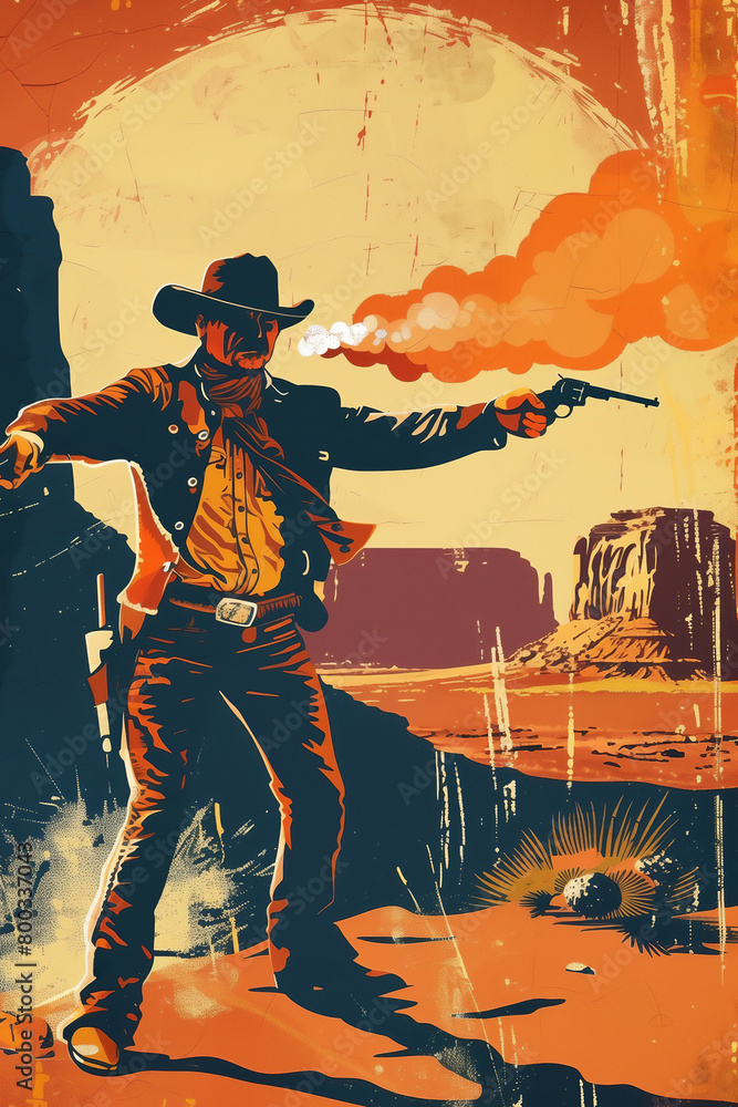 American cowboy outlaw gunslinger in the Wild West frontier of Texas ...