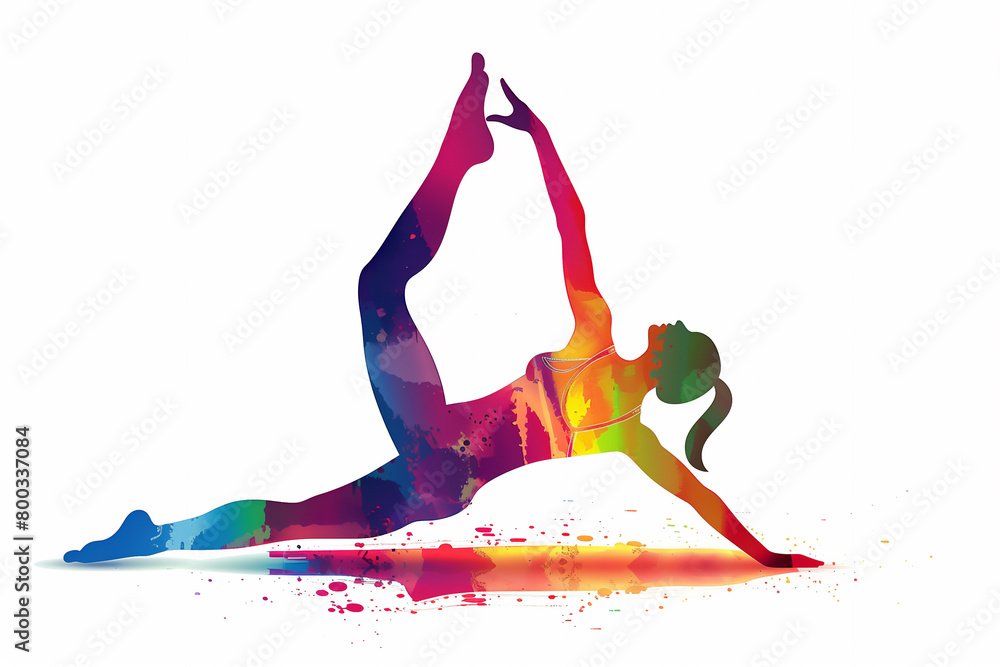 Yoga fitness practise with physical postures exercise for wellness ...