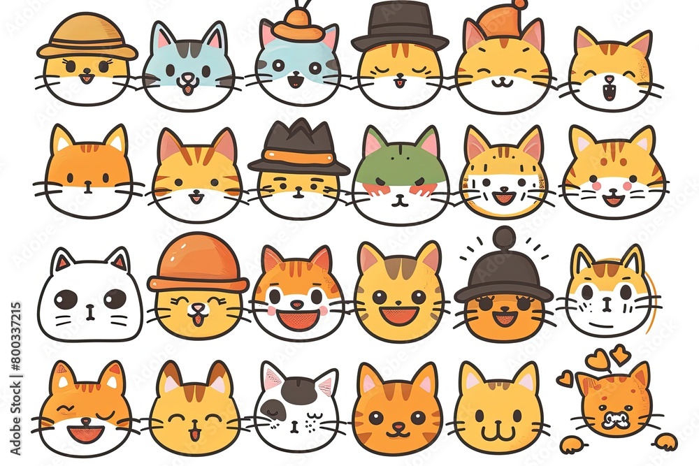 Purrfectly Hat-tastic: Adorable Cat Crew in Various Hats,Furry Hat ...